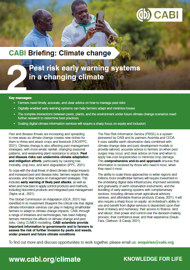 Pest risk early warning systems in a changing climate - CABI.org